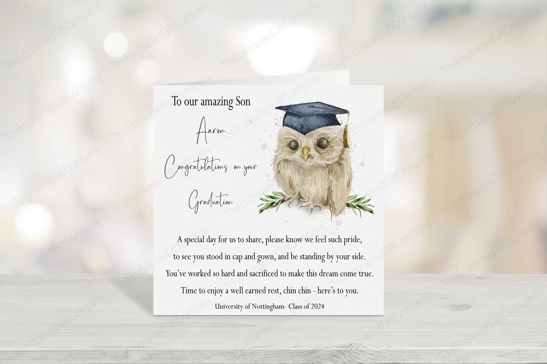 Son Graduation Card, Congratulations on Your Graduation, Personalised ...