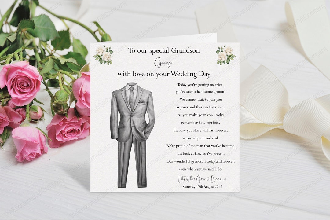 Personalised Grandson Wedding Card, Grandson on Your Wedding Day, With ...