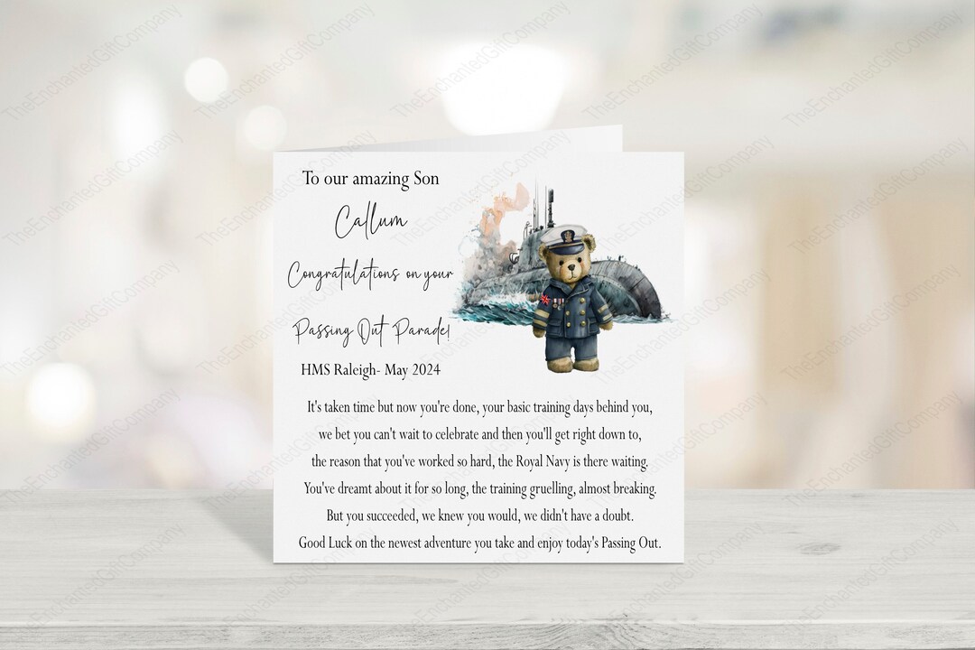 Passing Out Card, Personalised Royal Navy Submarine Passing Out Parade ...