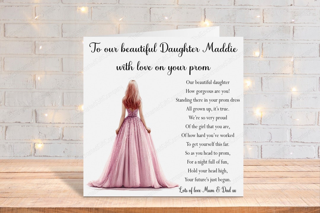 Personalised Prom Card, Leavers Ball Card, Prom 2025 Card for Daughter ...
