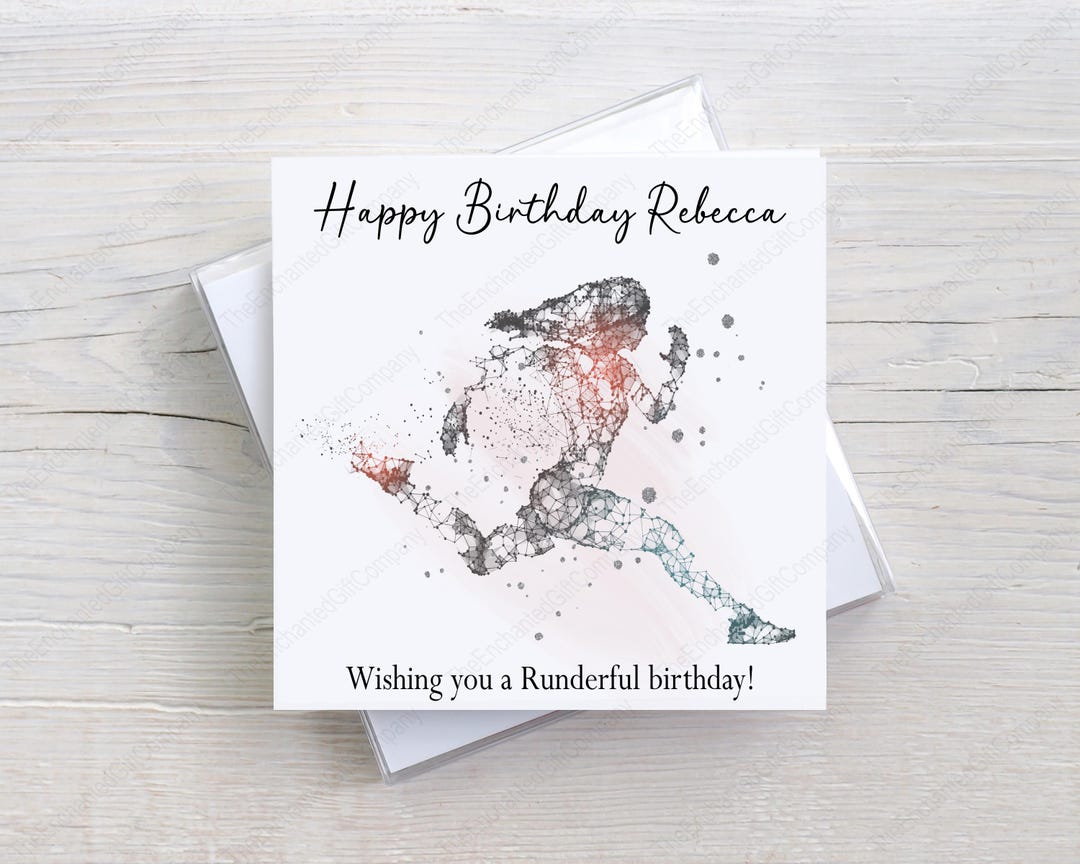 Running Card, Personalised Runner Birthday Card for Girl's, Runner ...