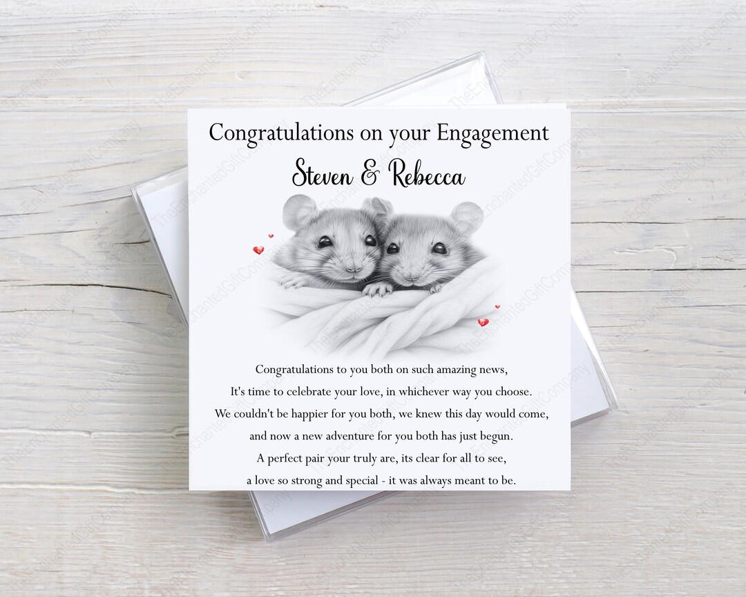 Engagement Card, Personalised Congratulations You're Engaged Card, Mice ...