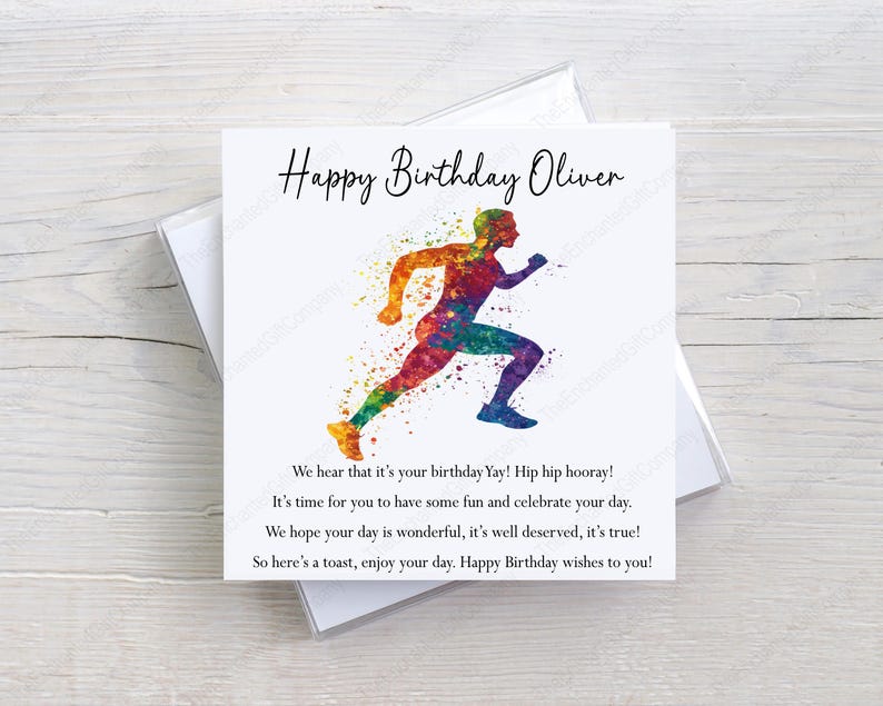 Running Card, Personalised Runner Birthday Card for Boy's, Runner ...