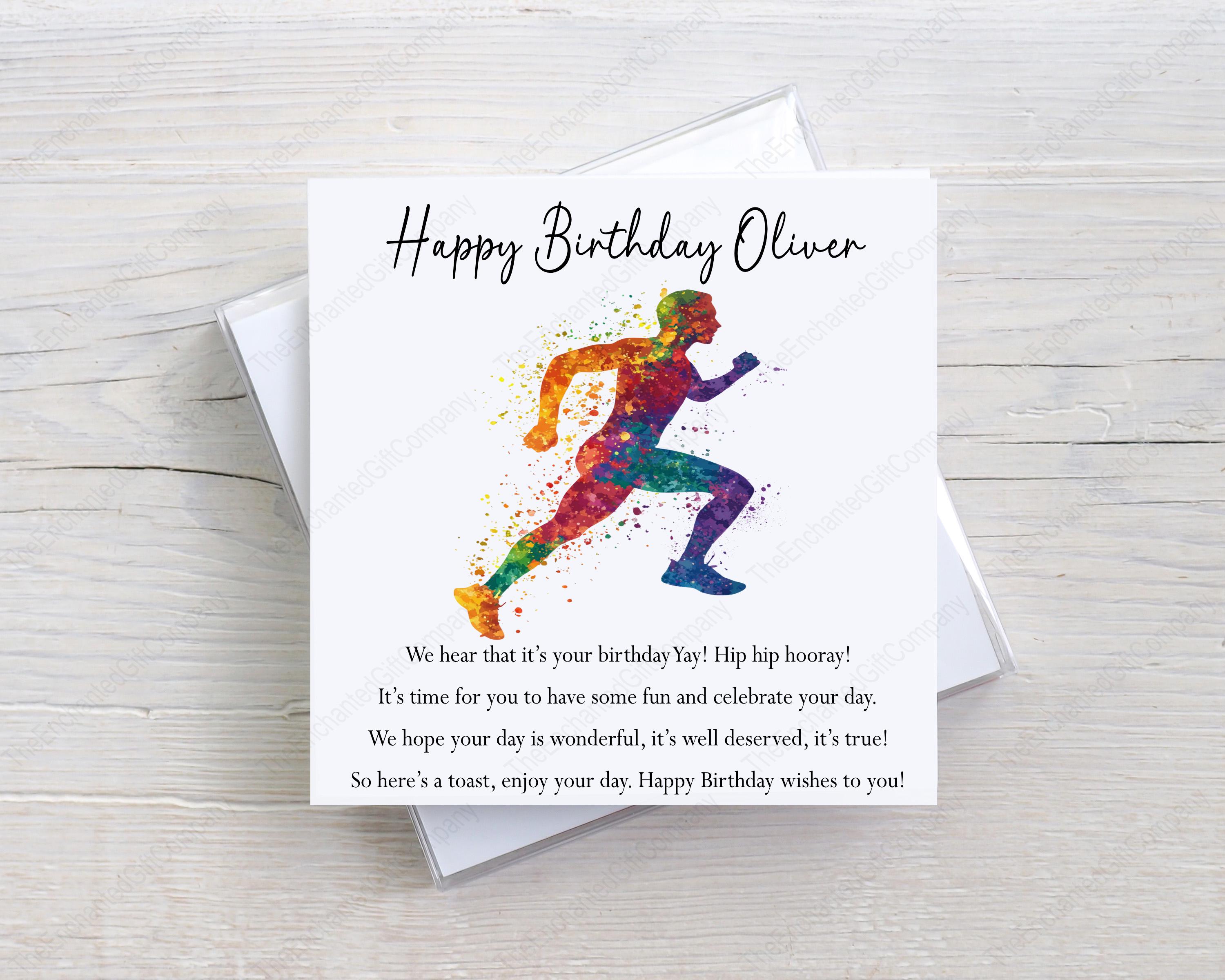 Running Card, Personalised Runner Birthday Card for Boy's, Runner ...