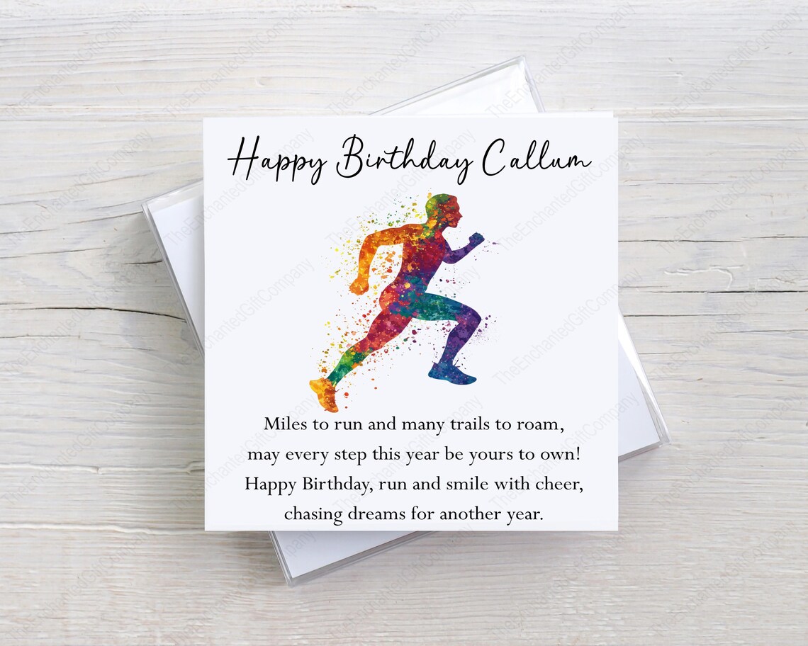 Running Card, Personalised Runner Birthday Card for Boy's, Runner ...