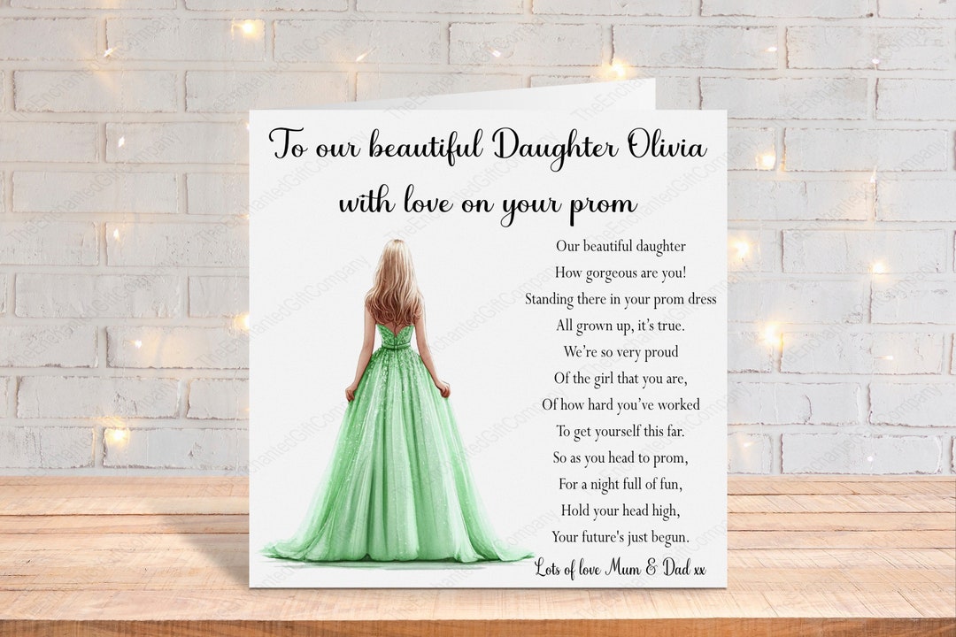 Personalised Prom Card, Leavers Ball Card, Prom 2025 Card for Daughter ...