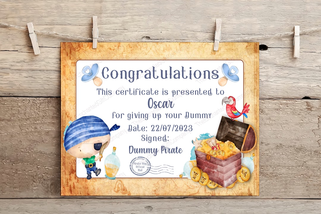 Personalised Dummy Fairy Certificate Certificate From Dummy - Etsy
