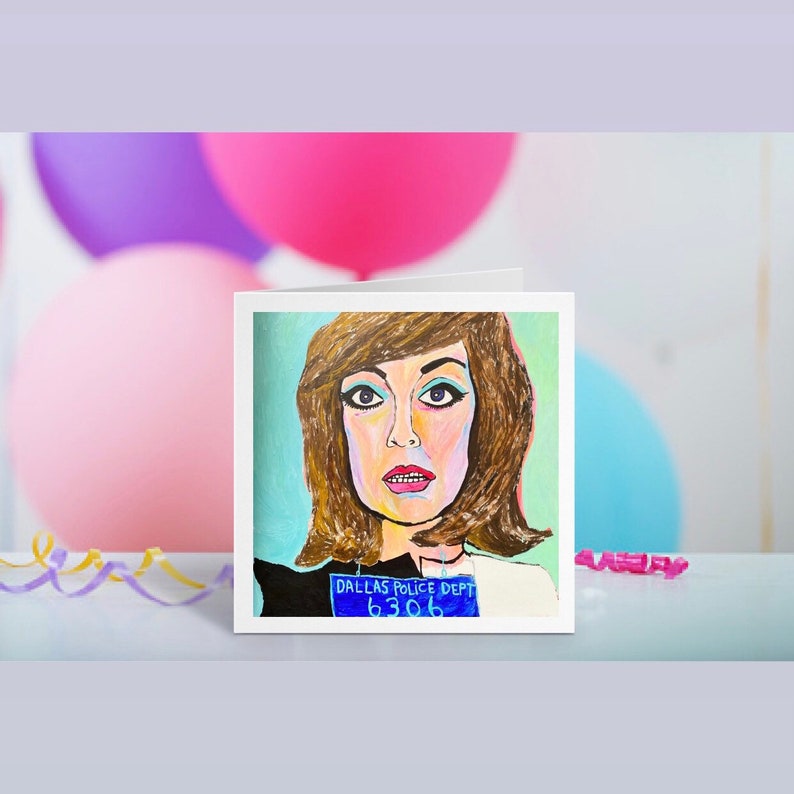 Sue Ellen Ewing Birthday Card Linda Gray Dallas Texas Drunk Larry ...