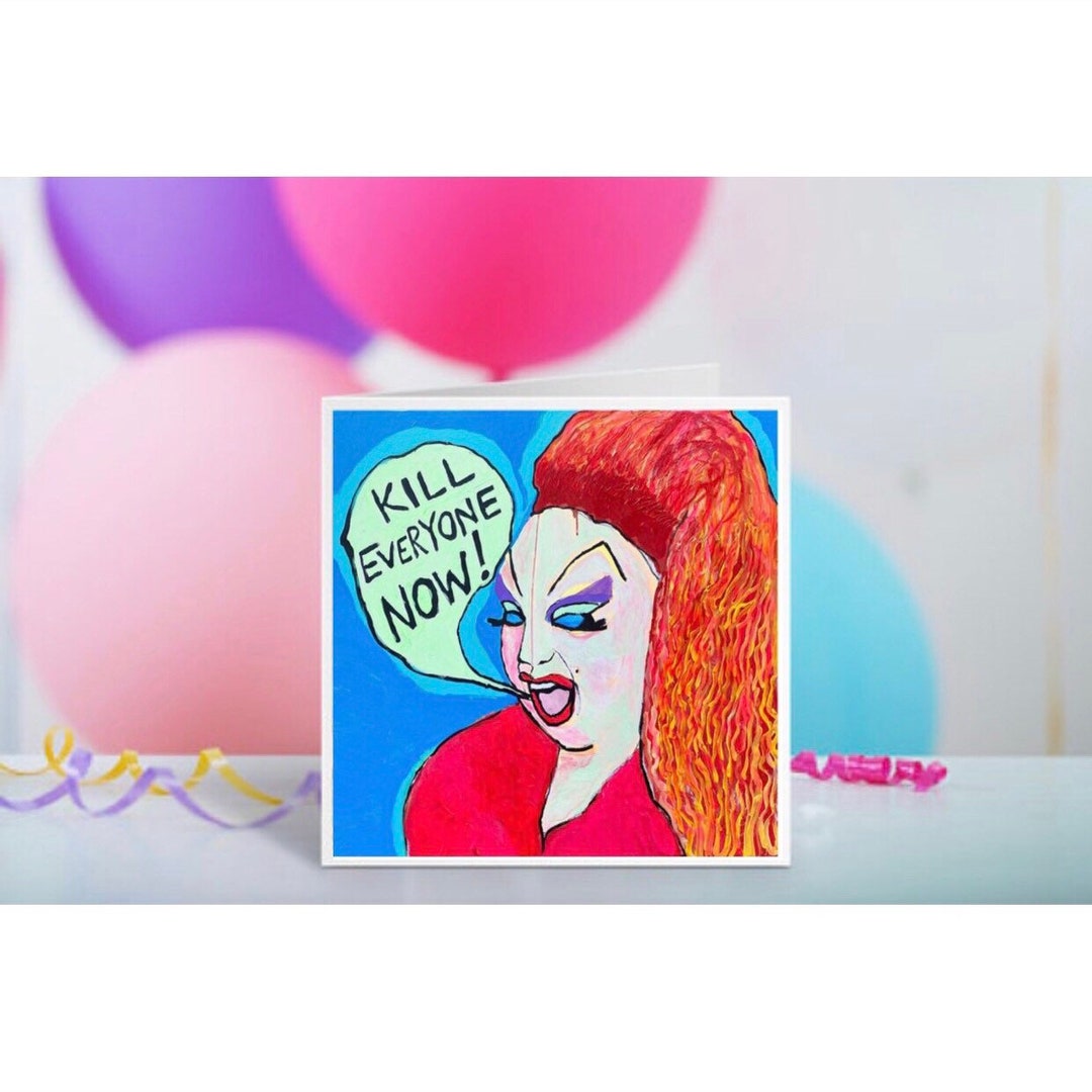Babs Johnson Birthday Cards Set of 10 Divine Kill Everyone Now Pink ...