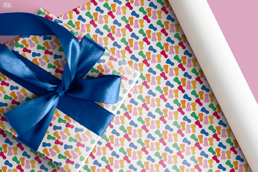 Willy Wrapping Paper Rainbow Multicoloured Valentines Boyfriend Penis ...
