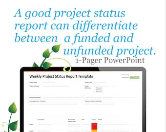 Weekly Project Status Template | 1-pager | Project Management | Project ...