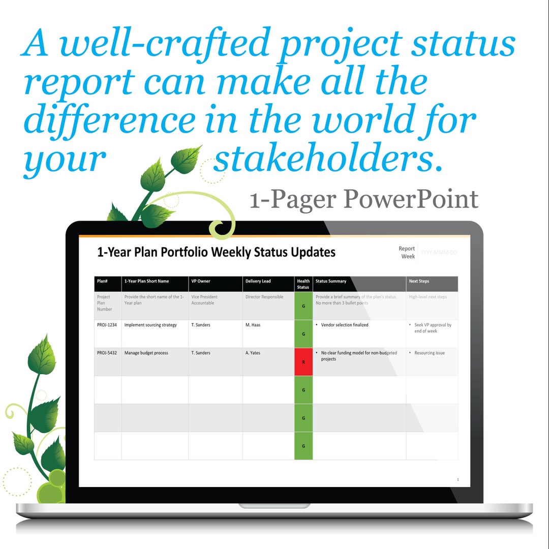 Project Planner Printable Portfolio Status Template for Project ...
