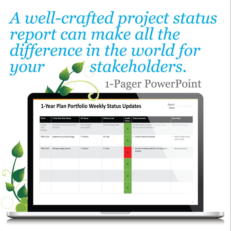 Project Planner Printable Portfolio Status Template for Project ...
