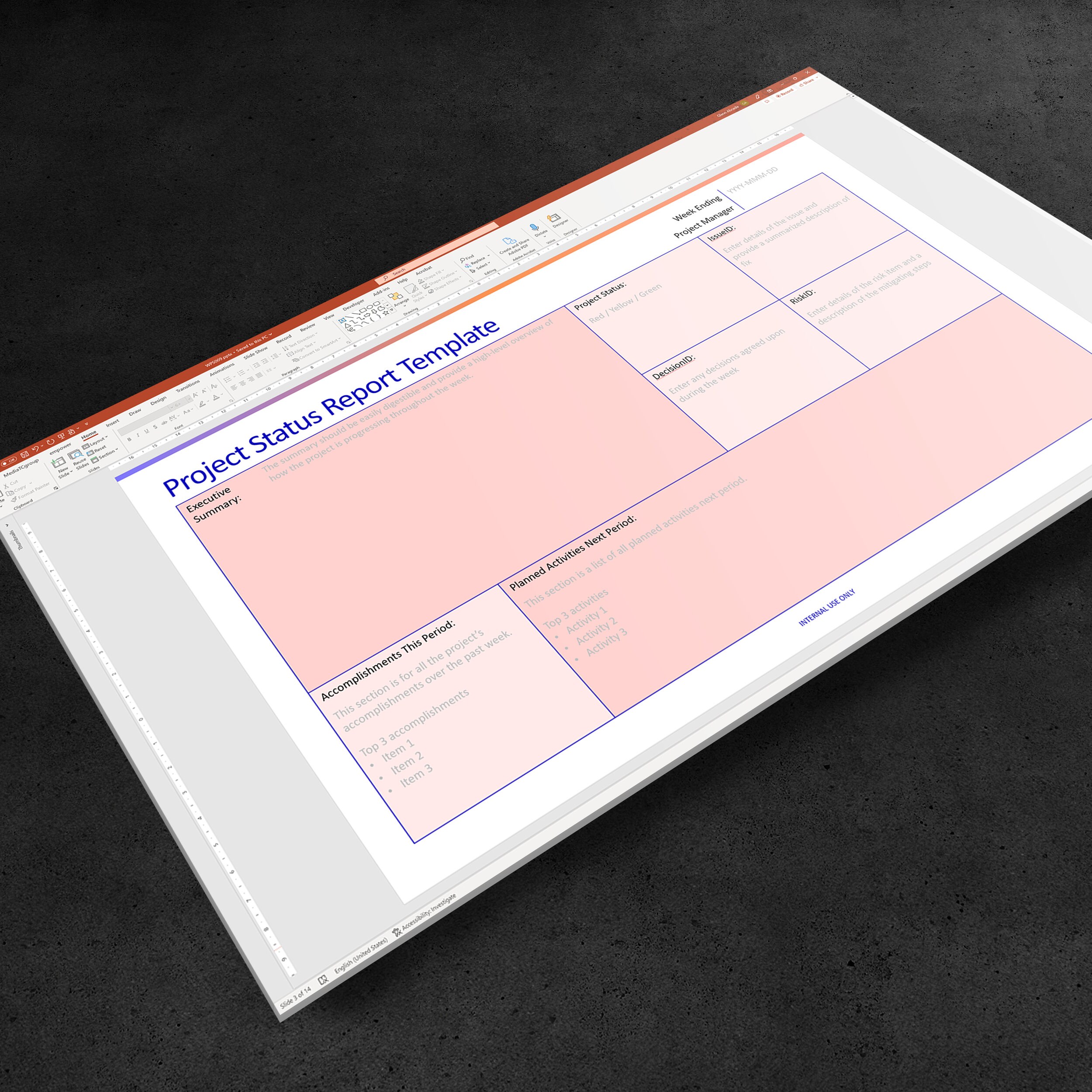 Pre-made Project Status Templates | Weekly Project Status Report ...