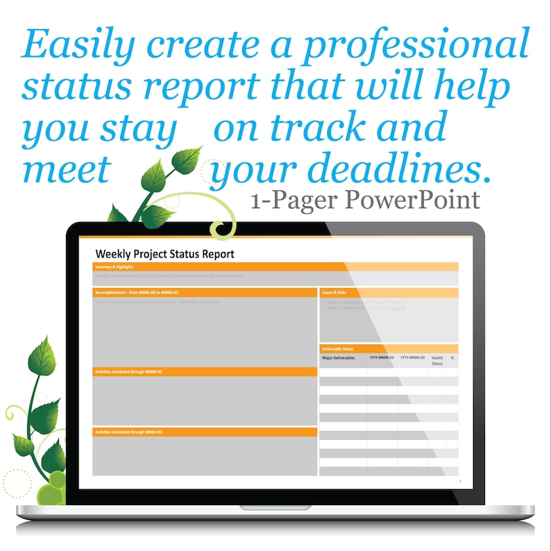 Weekly Project Status Timeline Template | 1-pager | Printable | Project ...