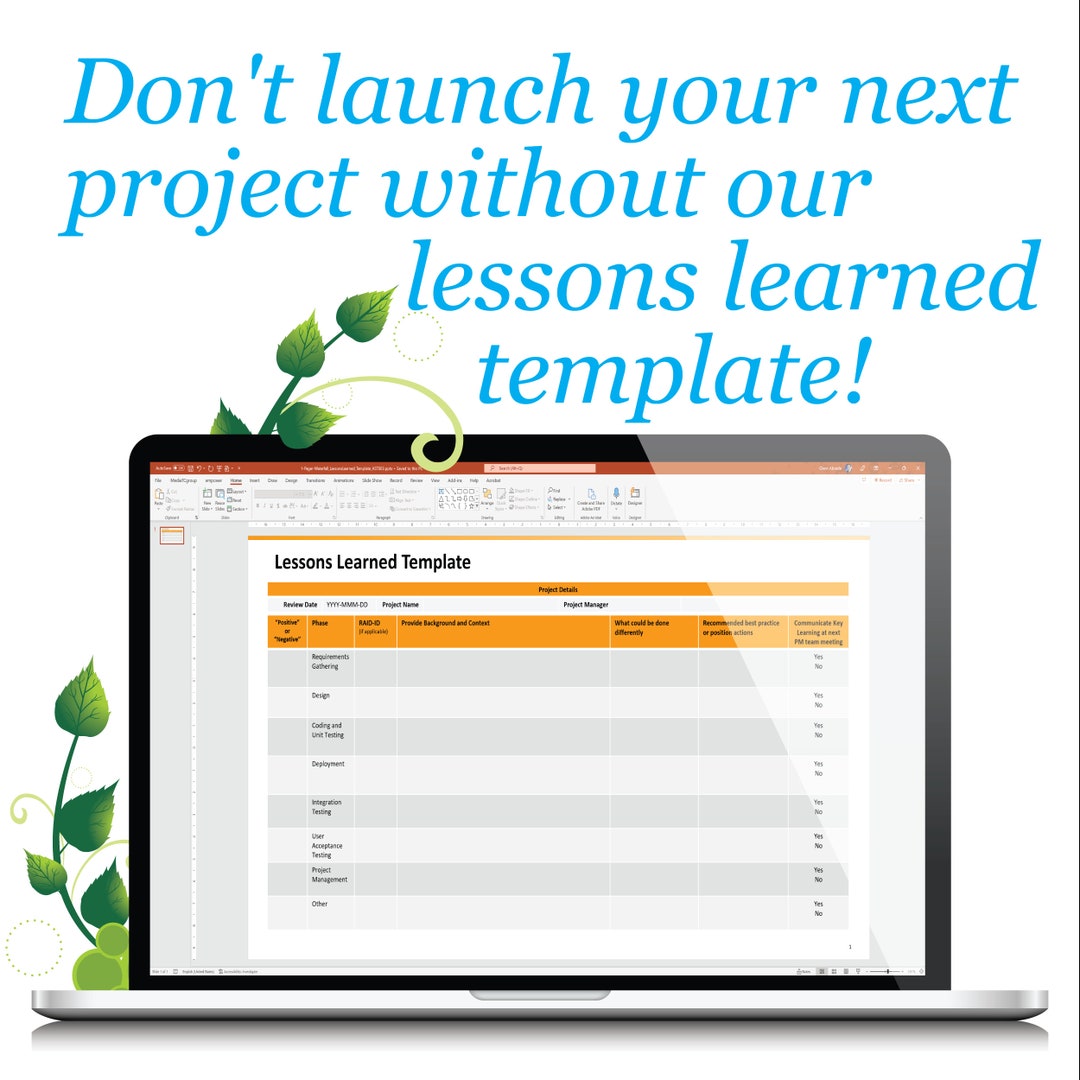 Lessons Learned Template | Project Management | Project Manager ...