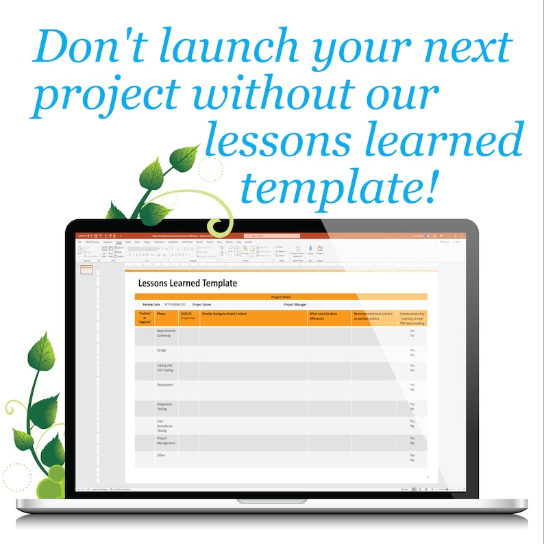 Lessons Learned Template | Project Management | Project Manager ...