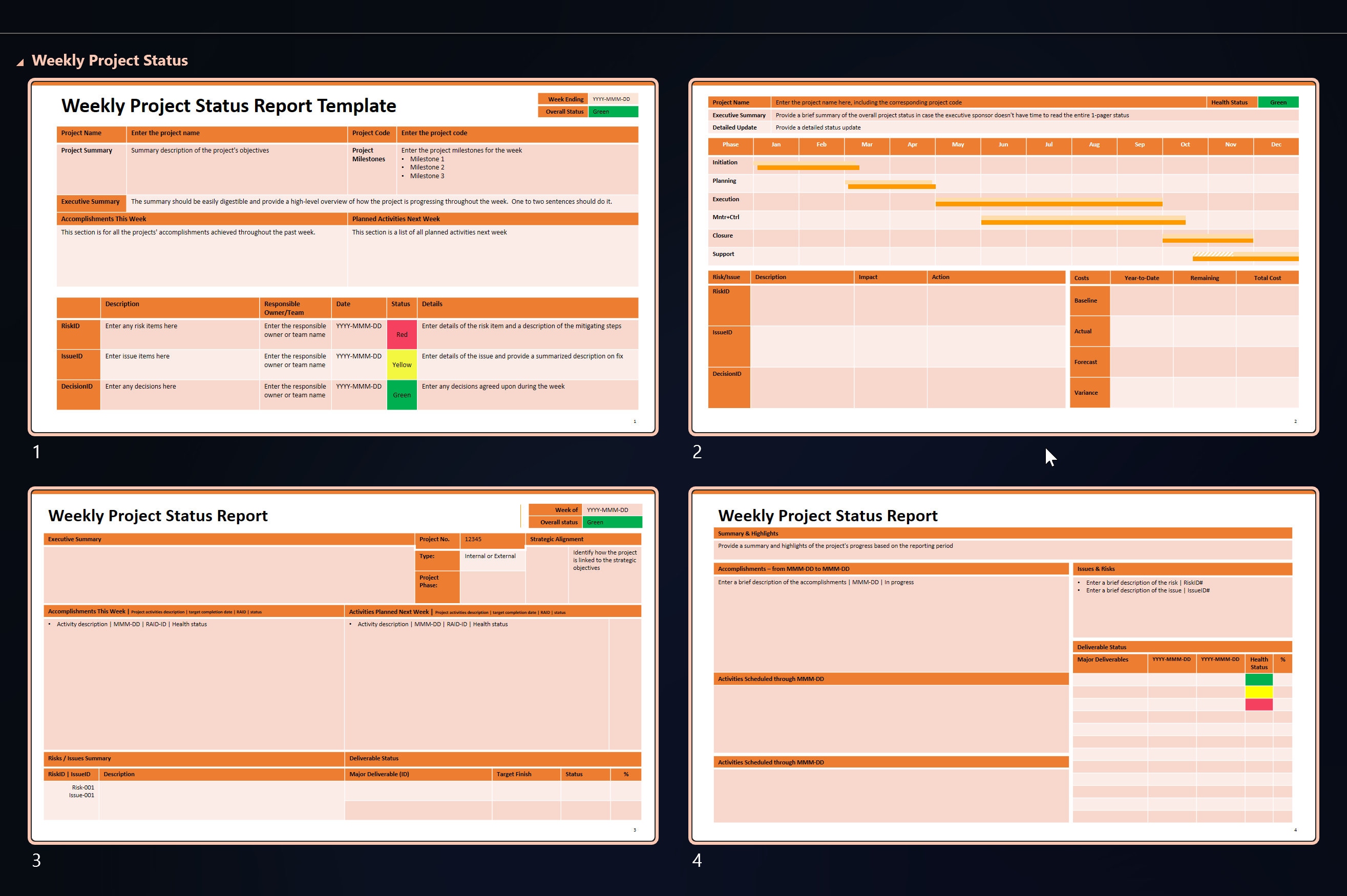 1-pager Project Management Template PRO+: Project Status Report ...