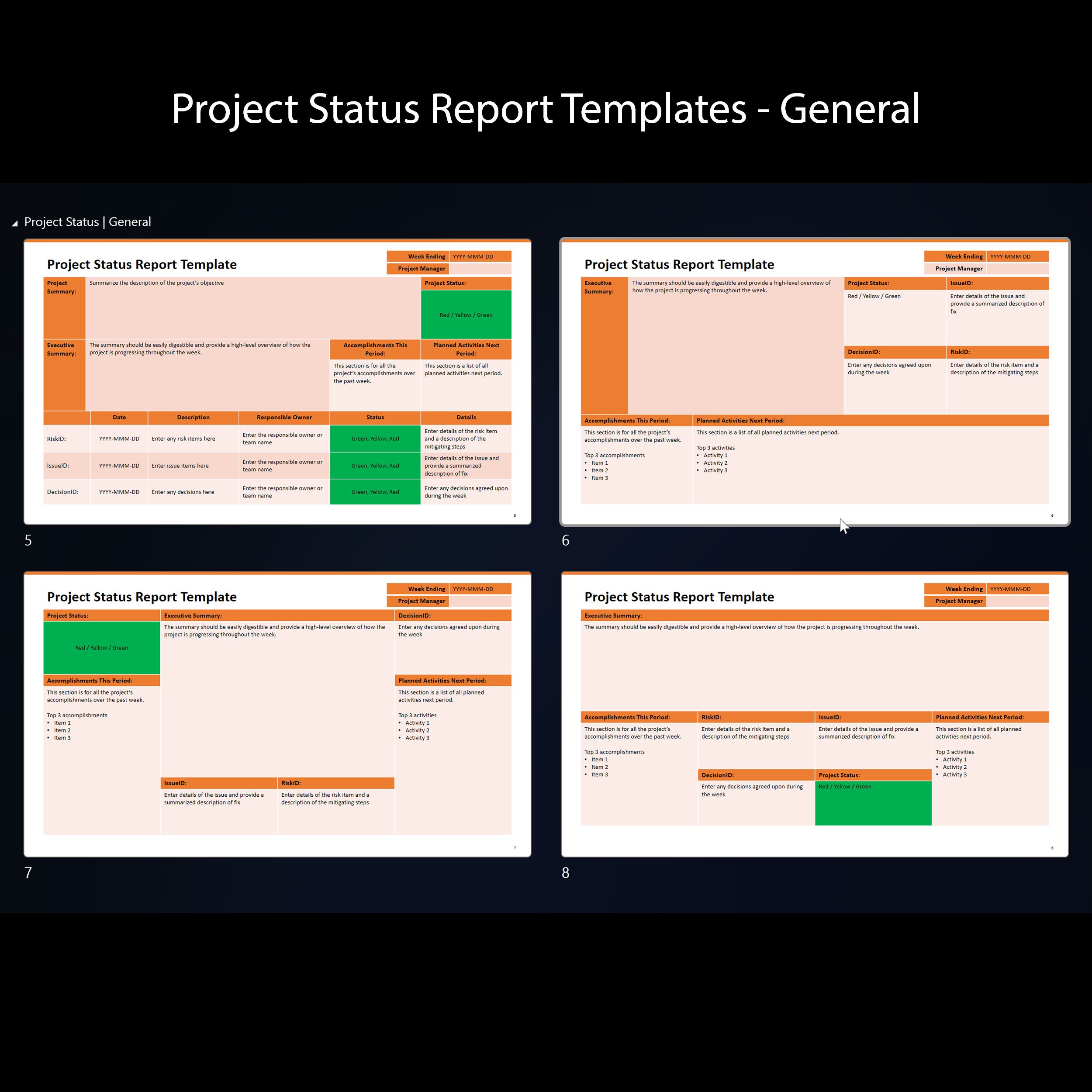 1-pager Project Management Template PRO+: Project Status Report ...