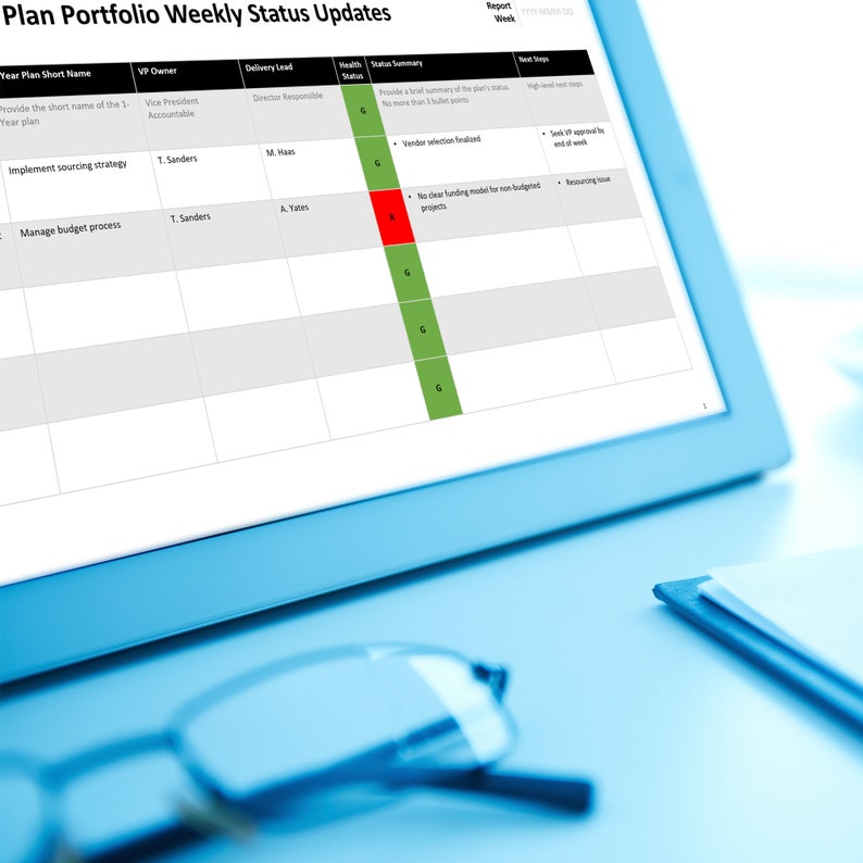 Project Planner Printable Portfolio Status Template for Project ...