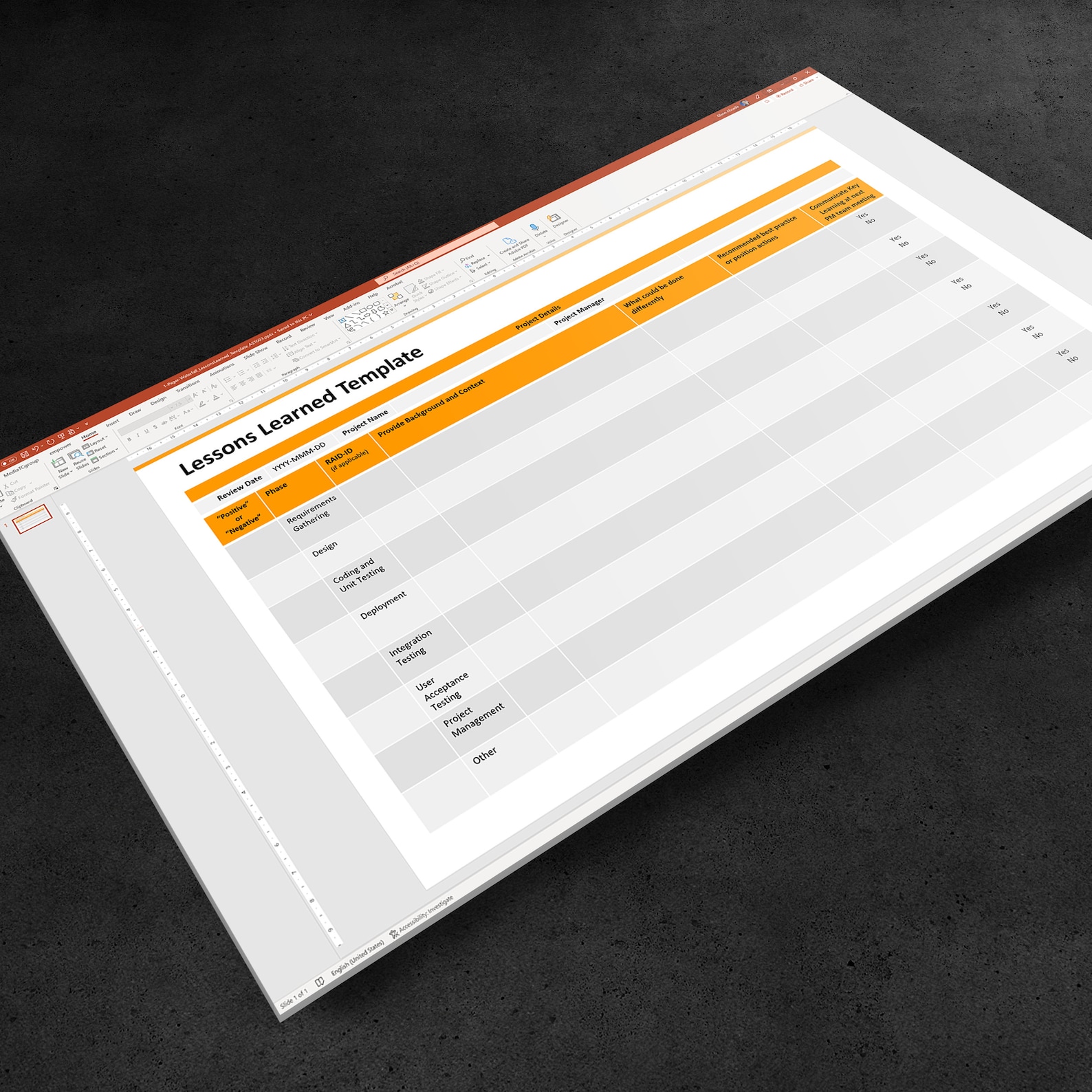 Lessons Learned Template | Project Management | Project Manager ...