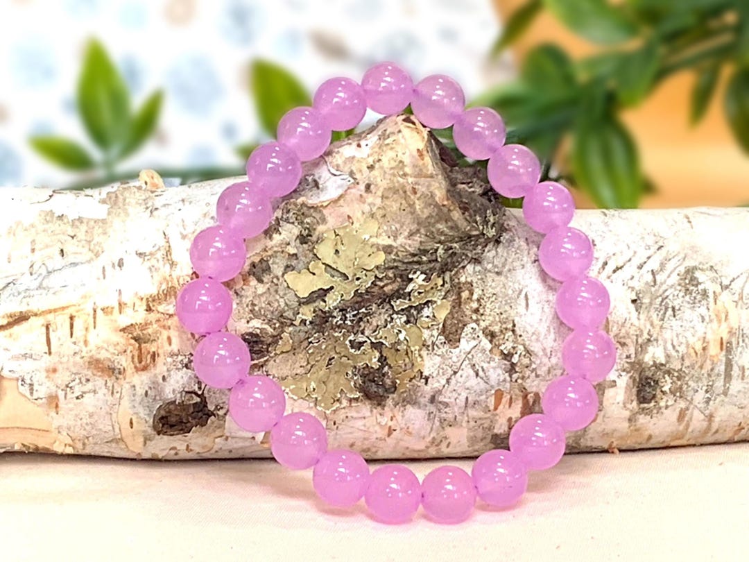 Lilac Jade Gemstone Stretch Bracelet, Natural Jade Beads, Color ...