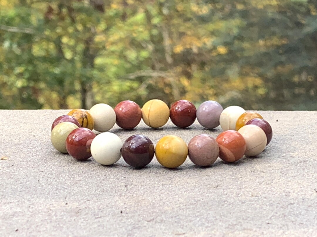 Natural Mookaite Jasper Gemstone Bracelet Large 10mm Mookaite Beads on ...