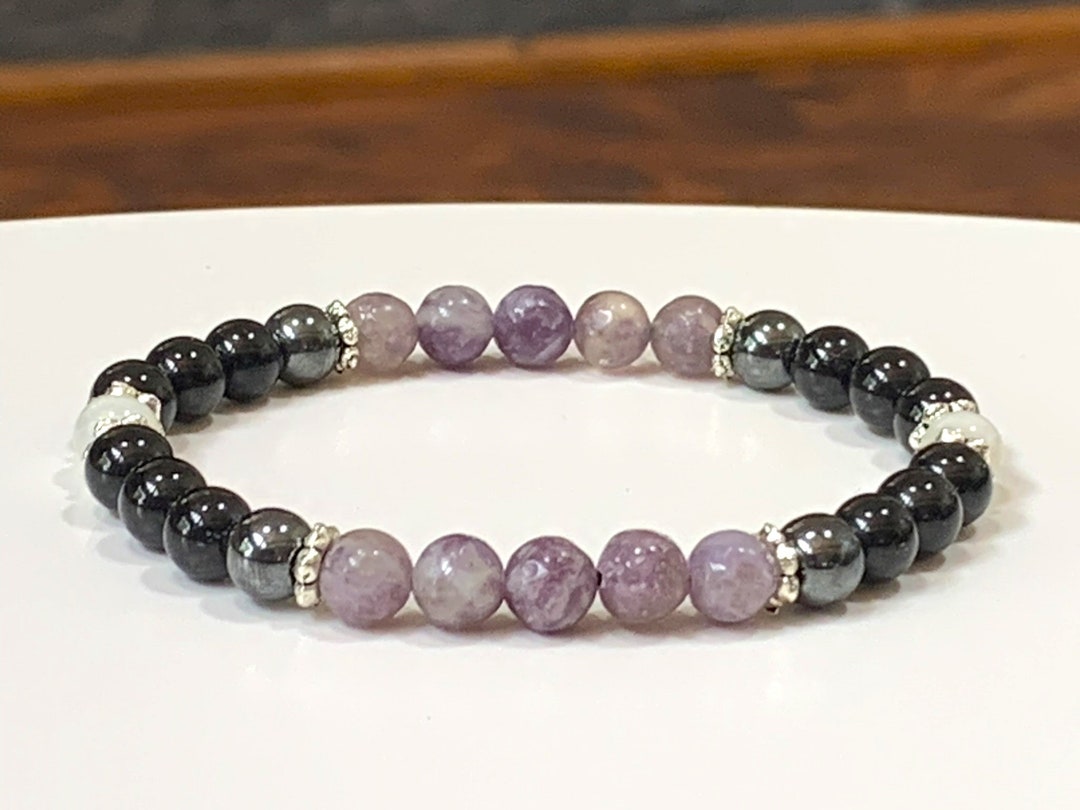 Black Tourmaline, Cherry Blossom Tourmaline, Hematite & Moonstone ...