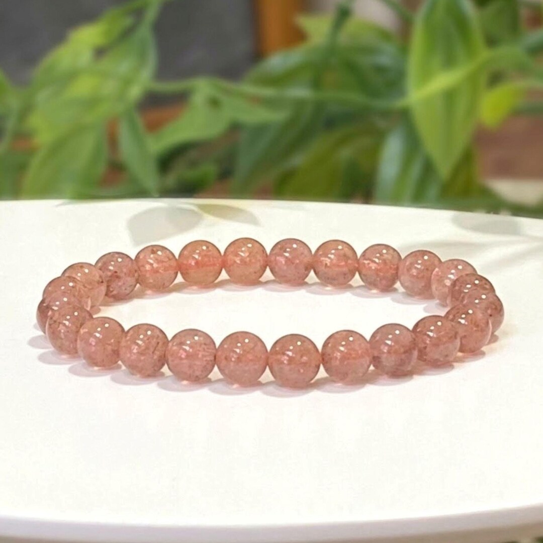 Strawberry Quartz Gemstone Stretch Bracelet Handmade With Grade AAA+ ...