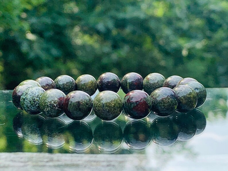 Natural African Bloodstone Gemstone Stretch Bracelet Handmade With ...