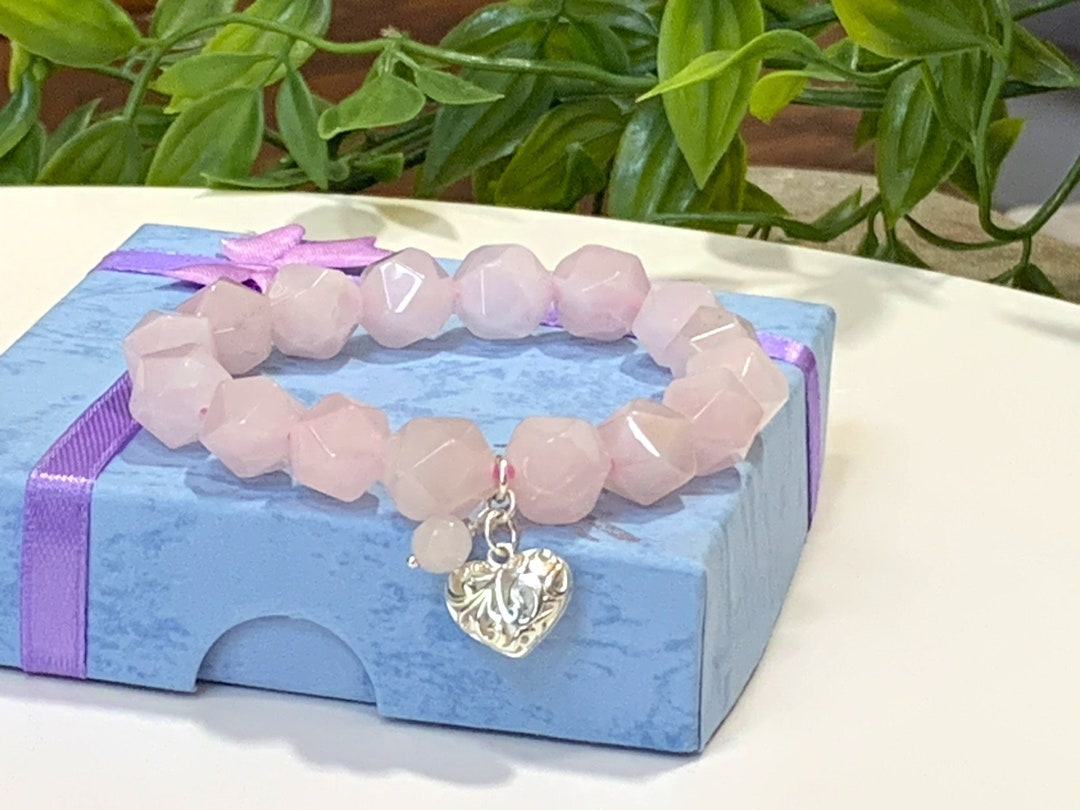 Rose Quartz Star-cut Gemstone Bracelet Choice of Bead Sizes, Sterling ...