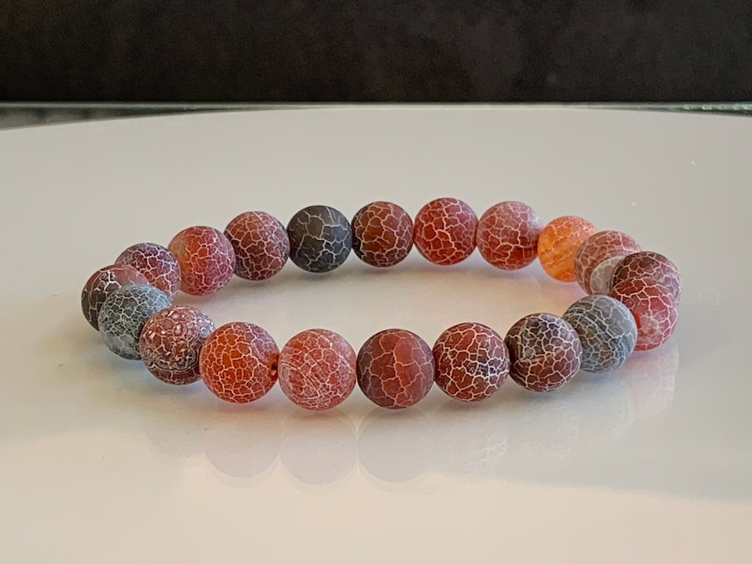 Agate Beaded Stretch Bracelet 10mm Crackled Agate Gemstone Beads ...