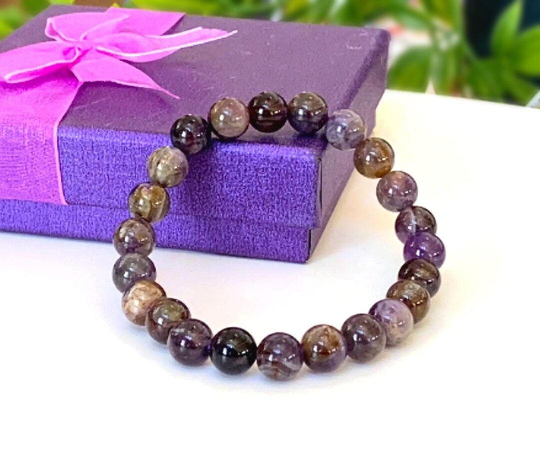 Ghost Amethyst Crystal Bracelet - Stretch Bracelet, 8mm Amethyst Beads ...