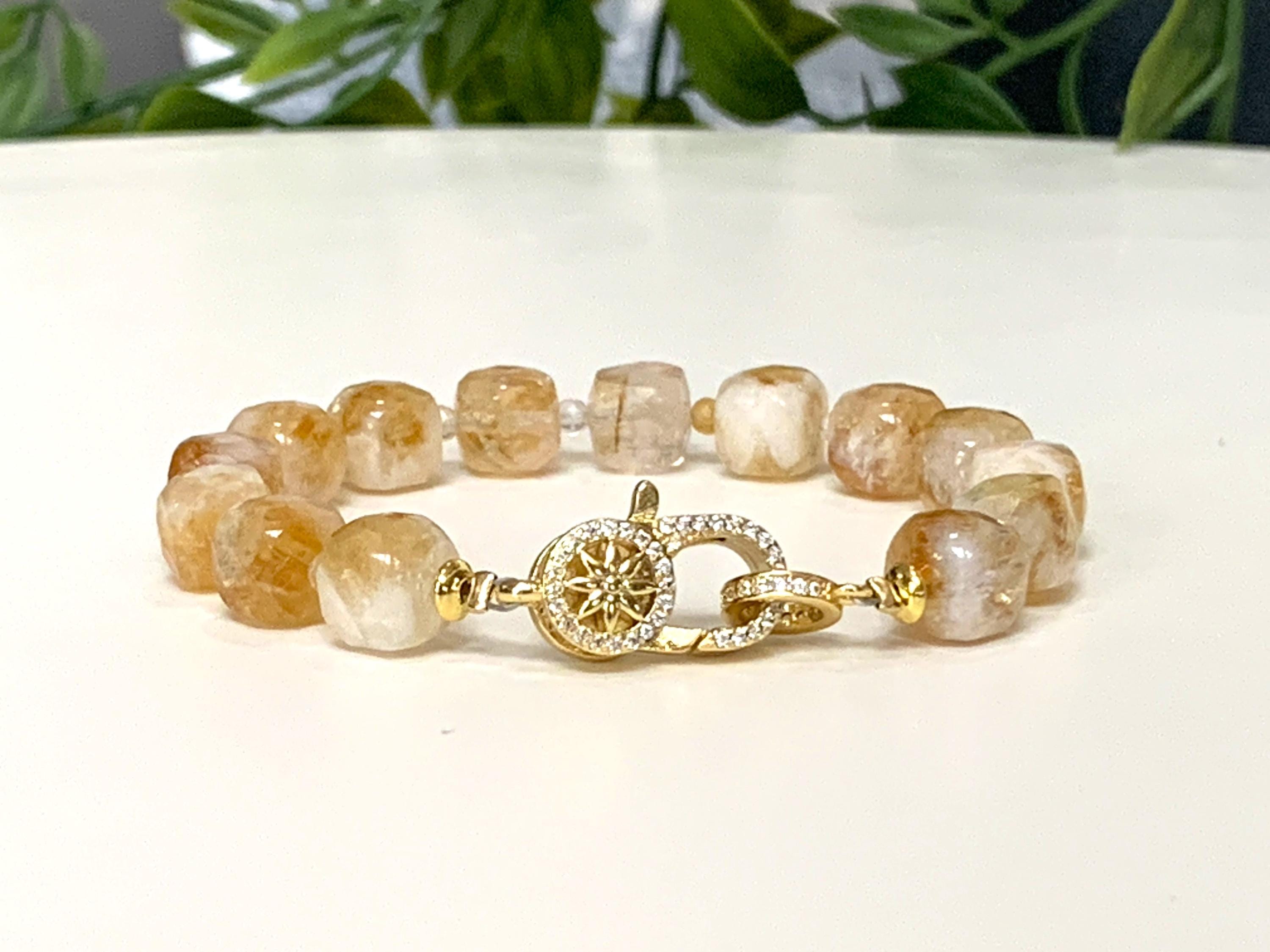 Faceted Citrine Bracelet: Genuine Brazilian Citrine Gemstones, 18K Gold ...