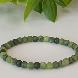 Dainty Green Jade Stretch Bracelet: Natural 4.5mm Frosted Jade Beads ...
