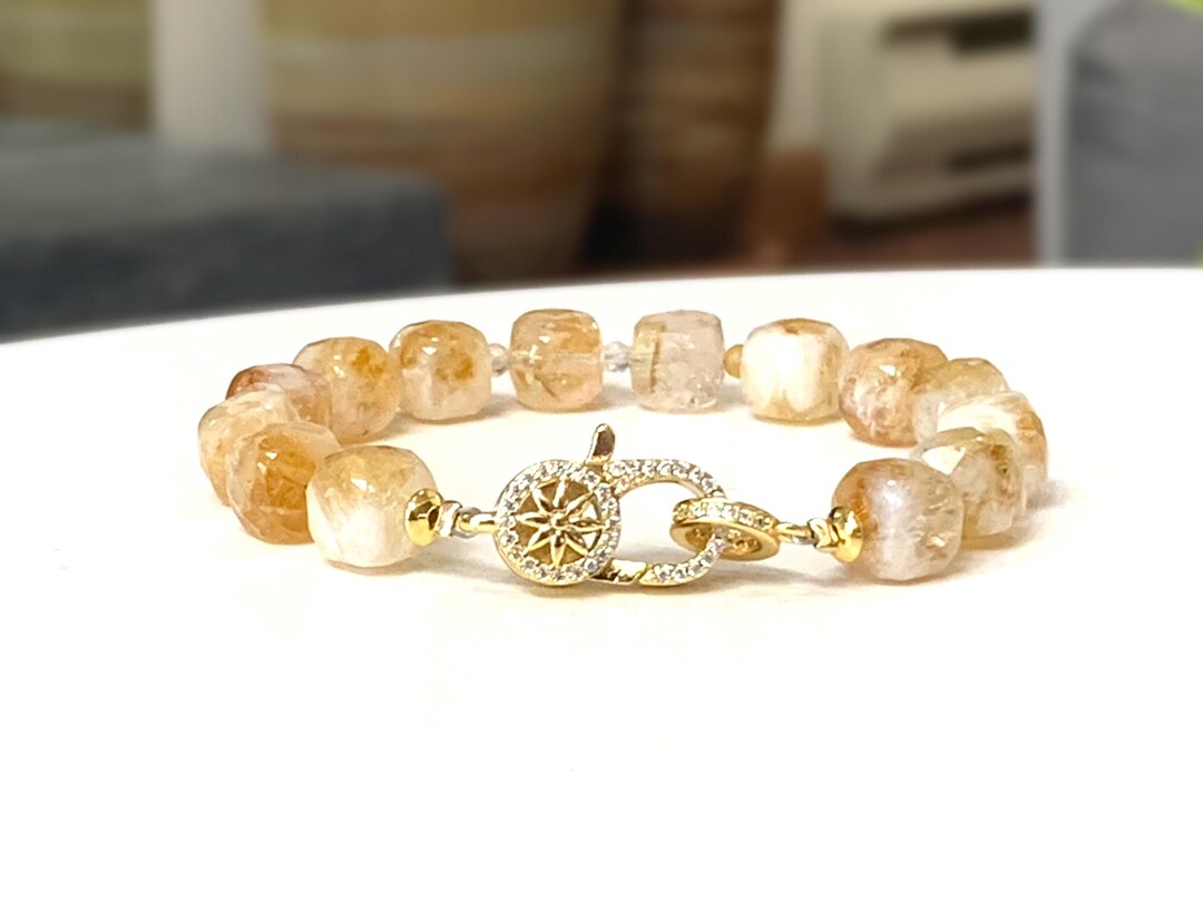 Faceted Citrine Bracelet: Genuine Brazilian Citrine Gemstones, 18K Gold ...