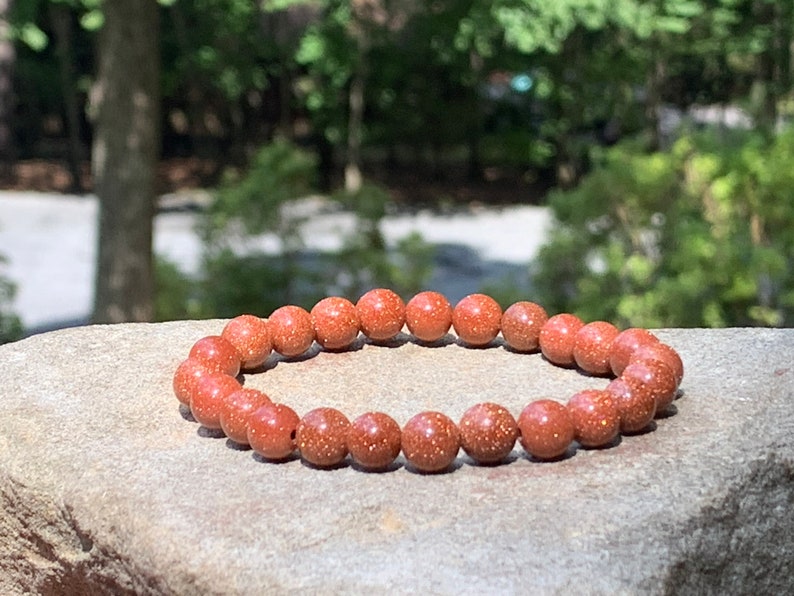Goldstone Stretch Bracelet: Glittering Stardust Gemstone Beaded ...