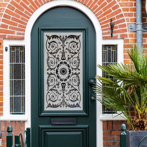 Victorian Flower Frosted Window Vinyl Graphic With House Number or Name ...