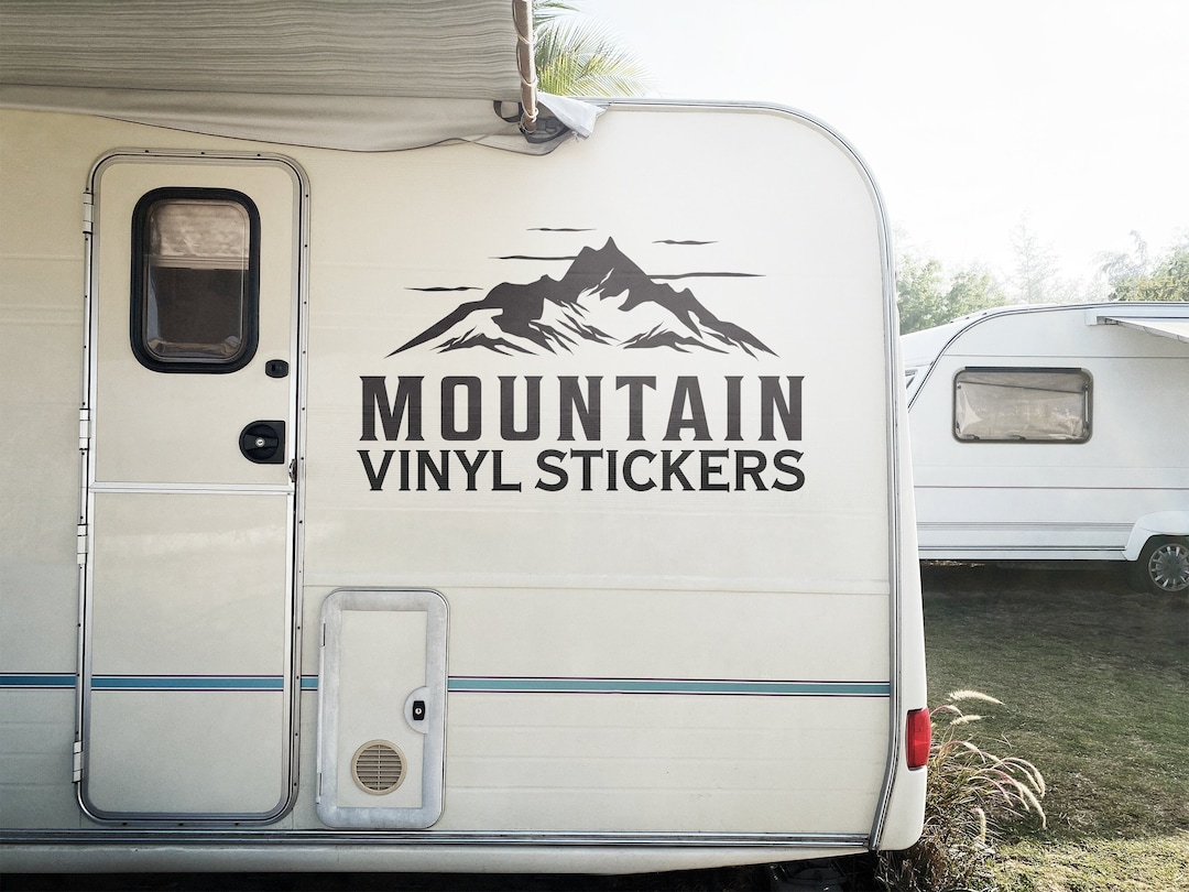 Large Custom Mountain Vinyl Decal for Camper Van Life Personalised ...