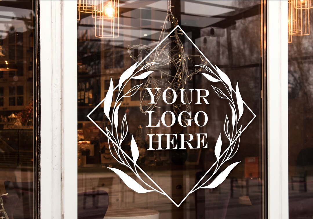 Custom Business Logo & Leaf Frame Design Personalised Vinyl Cutting ...