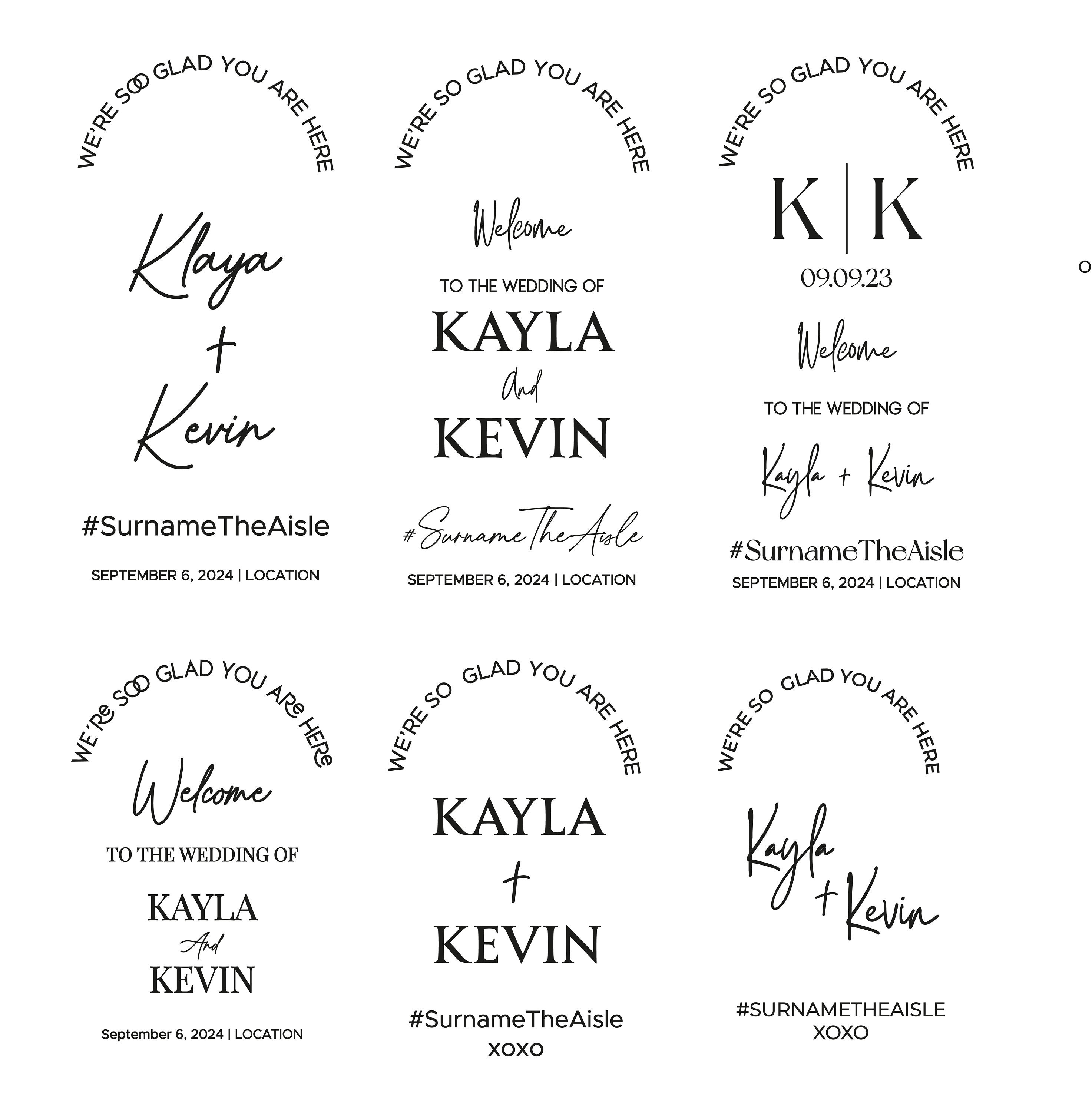 Arch Wedding Initials Vinyl Mirror Sticker, Bride & Groom Names, We're ...