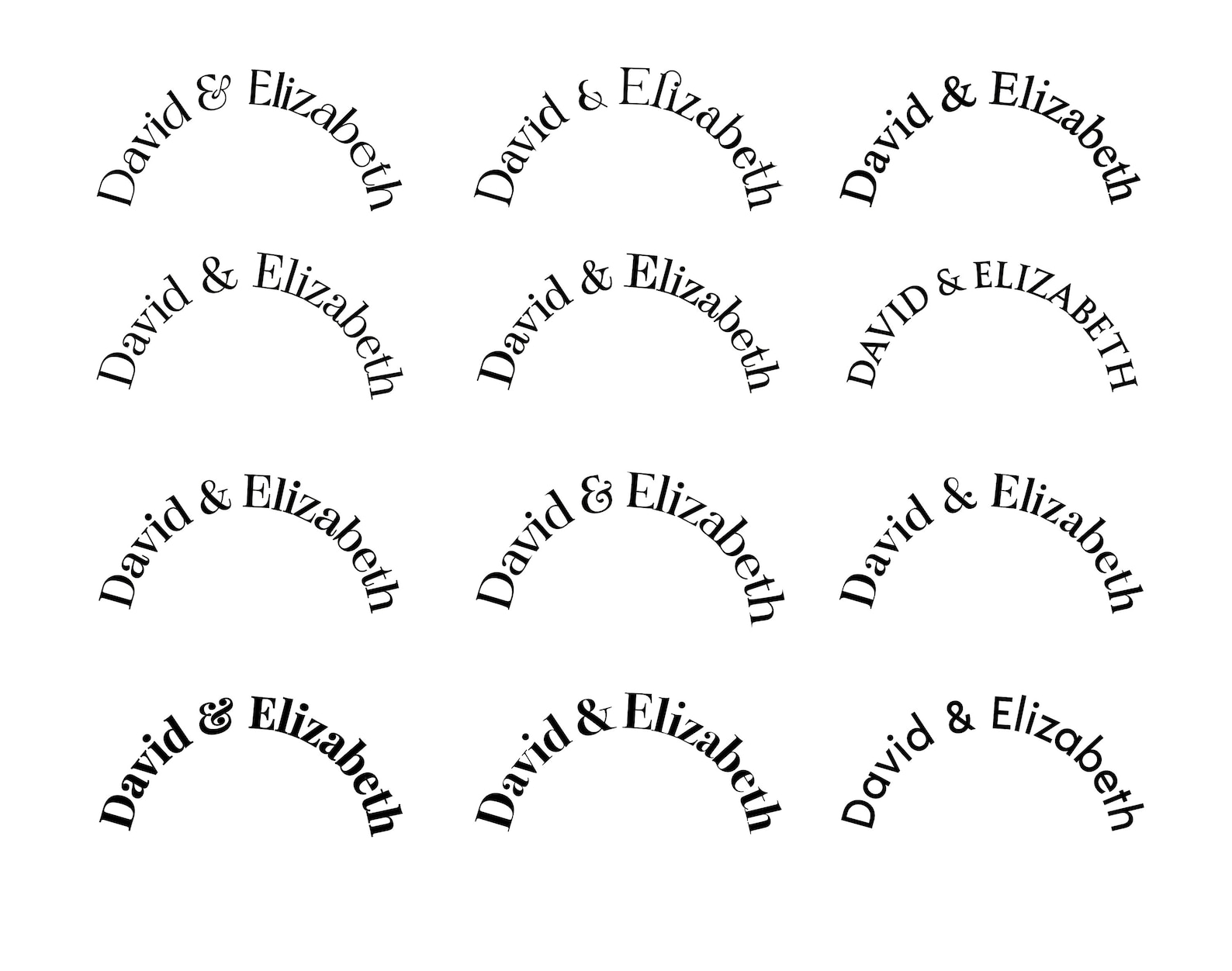 Custom Arched Vinyl Wedding Mirror Decal / Curved Name Label ...