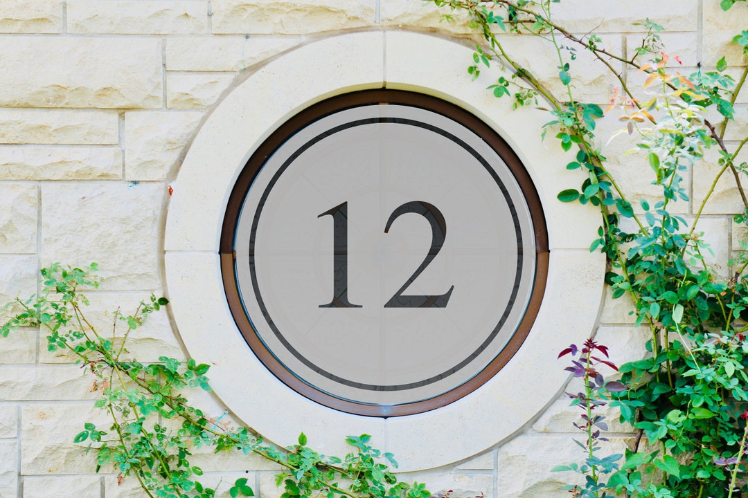 Round Frosted Etch Vinyl With House Number or Name Sticker Decal ...