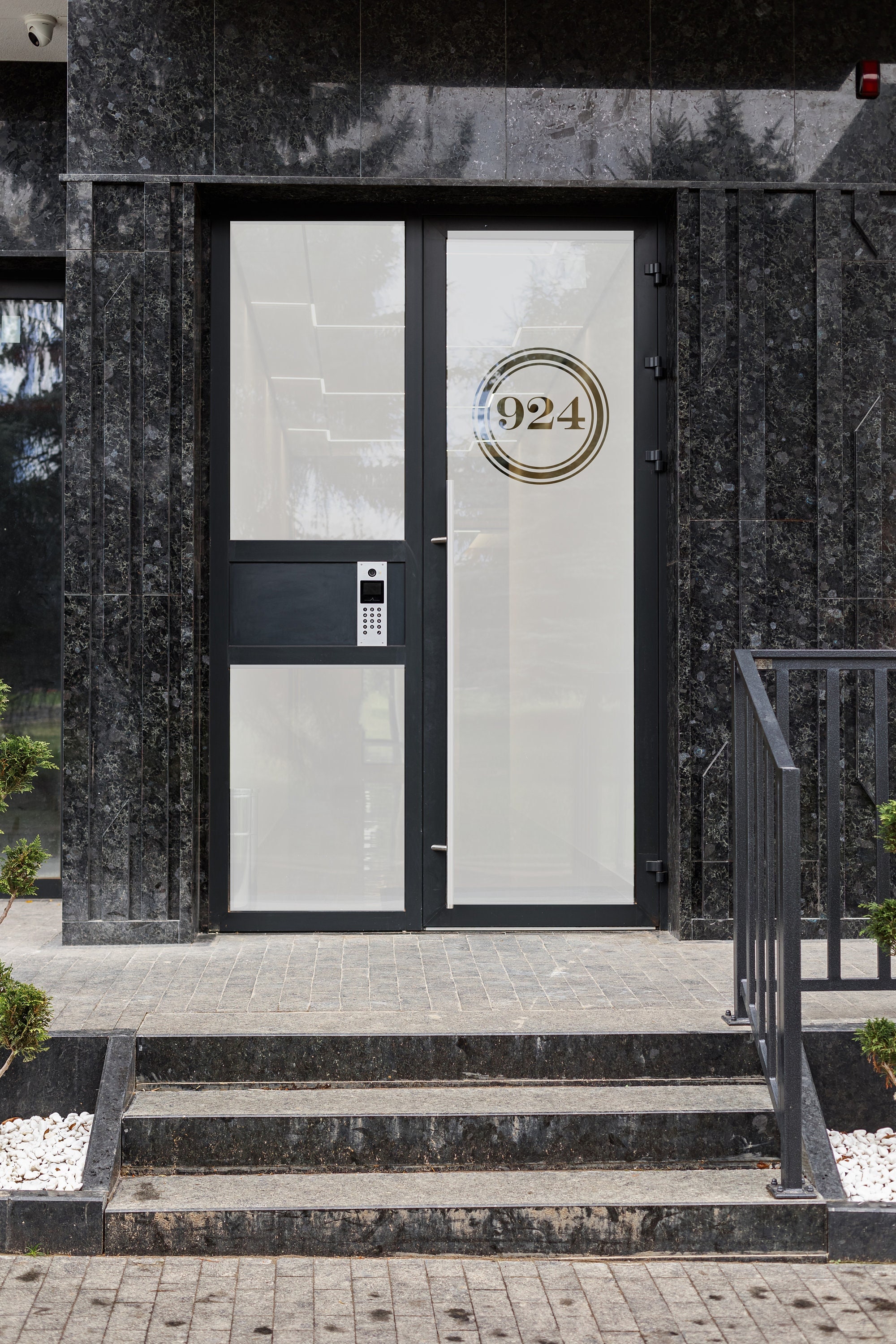 Large Frosted Etch Vinyl Circle of Rings With House Number or Name ...