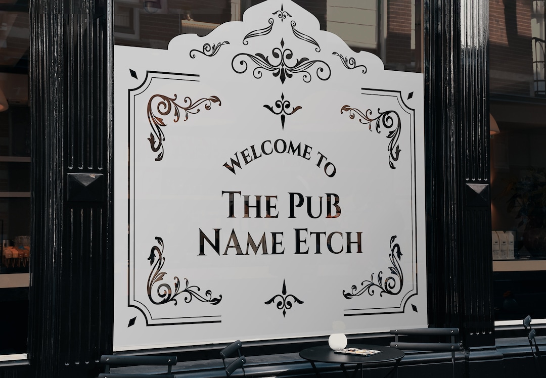 Victorian Pub Frosted Window Etch Vinyl or Restaurant Window Design ...