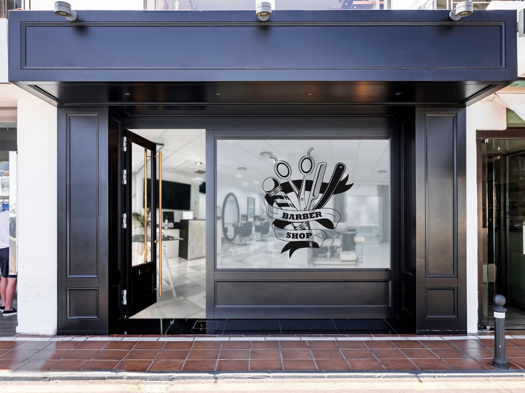 Large Custom Barber Shop Logo & Design Personalised Vinyl Cutting ...