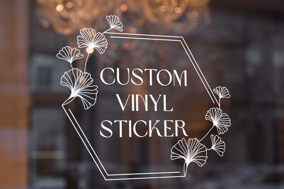 Custom Elegant Vinyl Business Logo Flower & Leaf Frame / Design ...