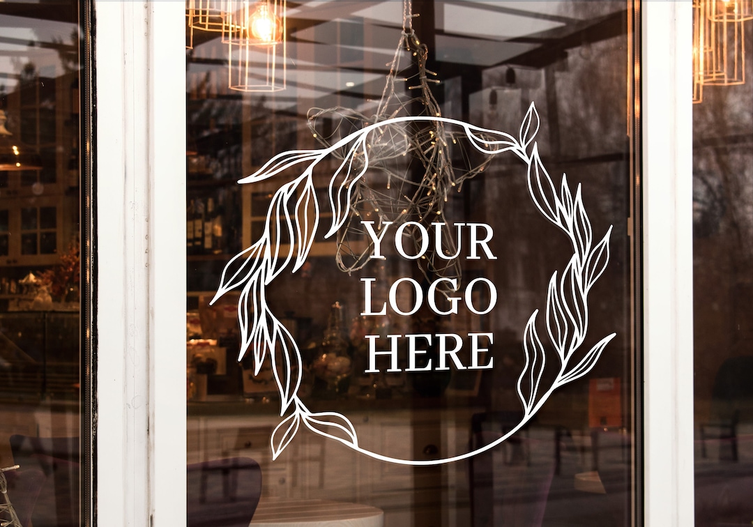 Custom Business Logo & Leaf Frame Design Personalised Vinyl Cutting ...