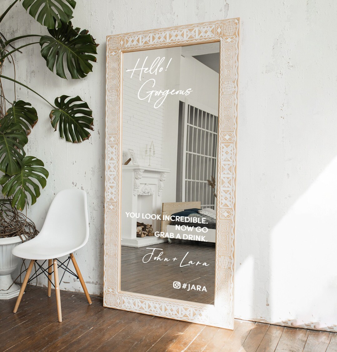 Hello Gorgeous Vinyl Mirror Sticker, Wedding Decal to Welcome Guests ...