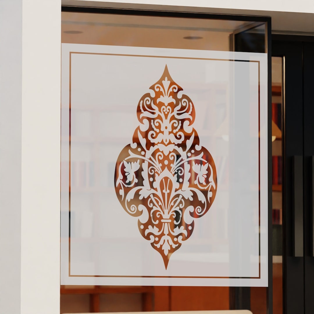 Large Frosted Victorian Ornate Etch Vinyl Logo or Design Sticker Decal ...